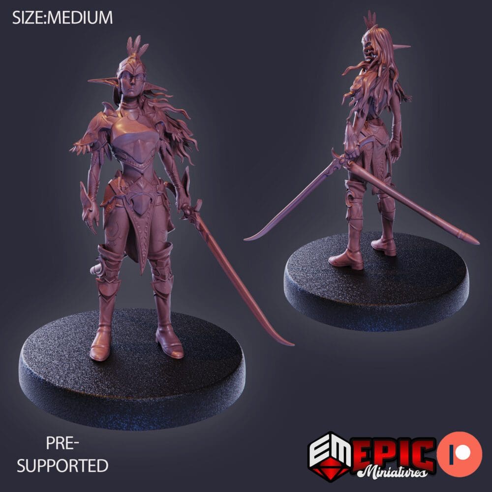 Elfa Da Lua Arauta Com Duas Espadas - Arsenal Craft - Miniatura Para ...