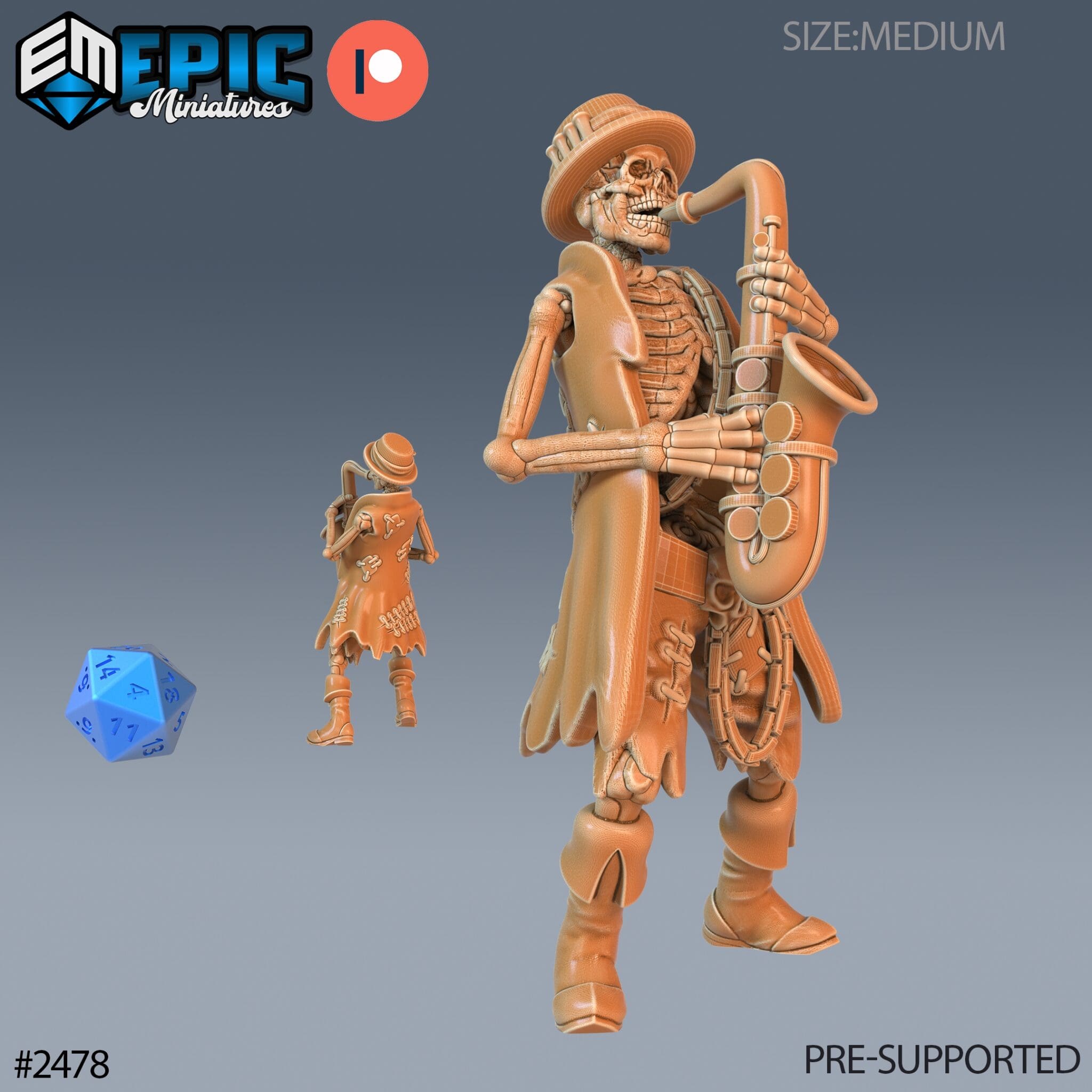 Esqueleto Músico com Saxofone - Haunting Catacombs - Epic Miniatures