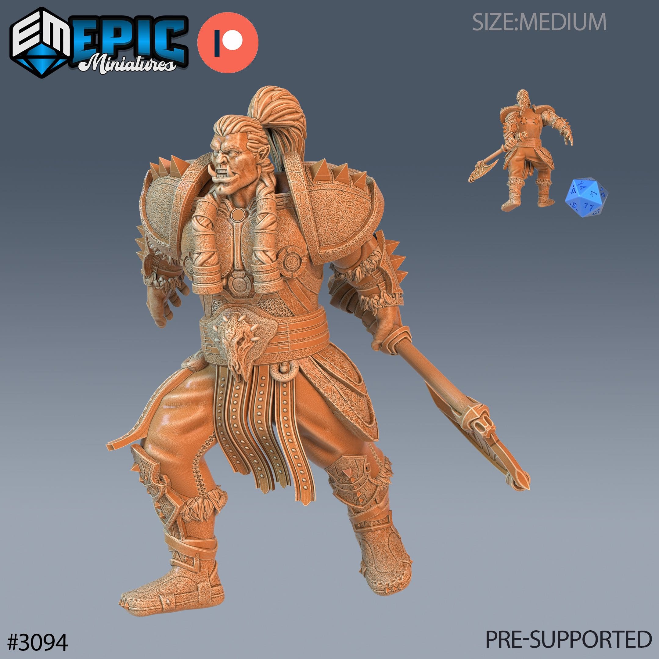Orath, Paladino Orc Com Machado - Epic Miniatures - Miniatura Para RPG ...